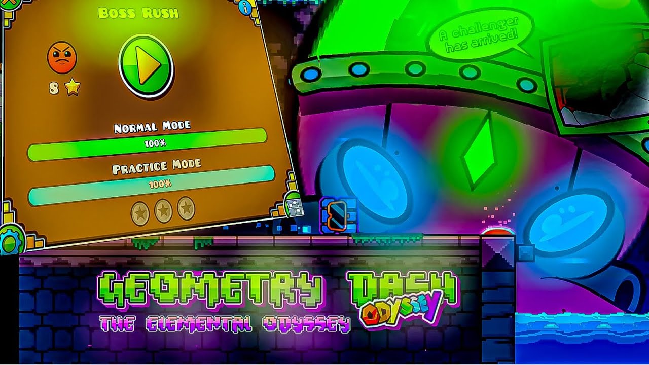 Geometry dash odyssey gameplay boss rush the elemental odyssey - YouTube
