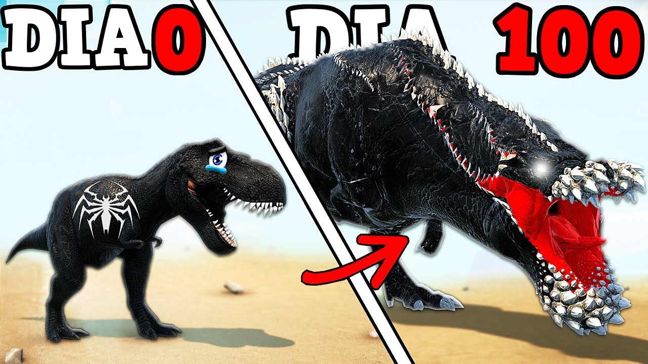 O PEQUENO VENOM REX EVOLUIU PARA O GIGANTE VENOM REX! SOBREVIVI 100 DIAS ARK! - YouTube