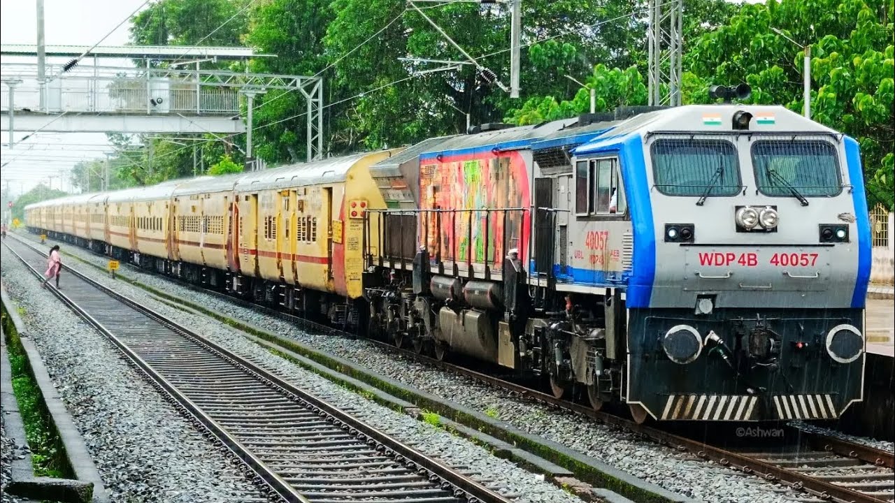 'Namma Karunadu' liveried UBL WDP4B #40057 powering 07377 Vijapura Mangaluru Jn Special at ...