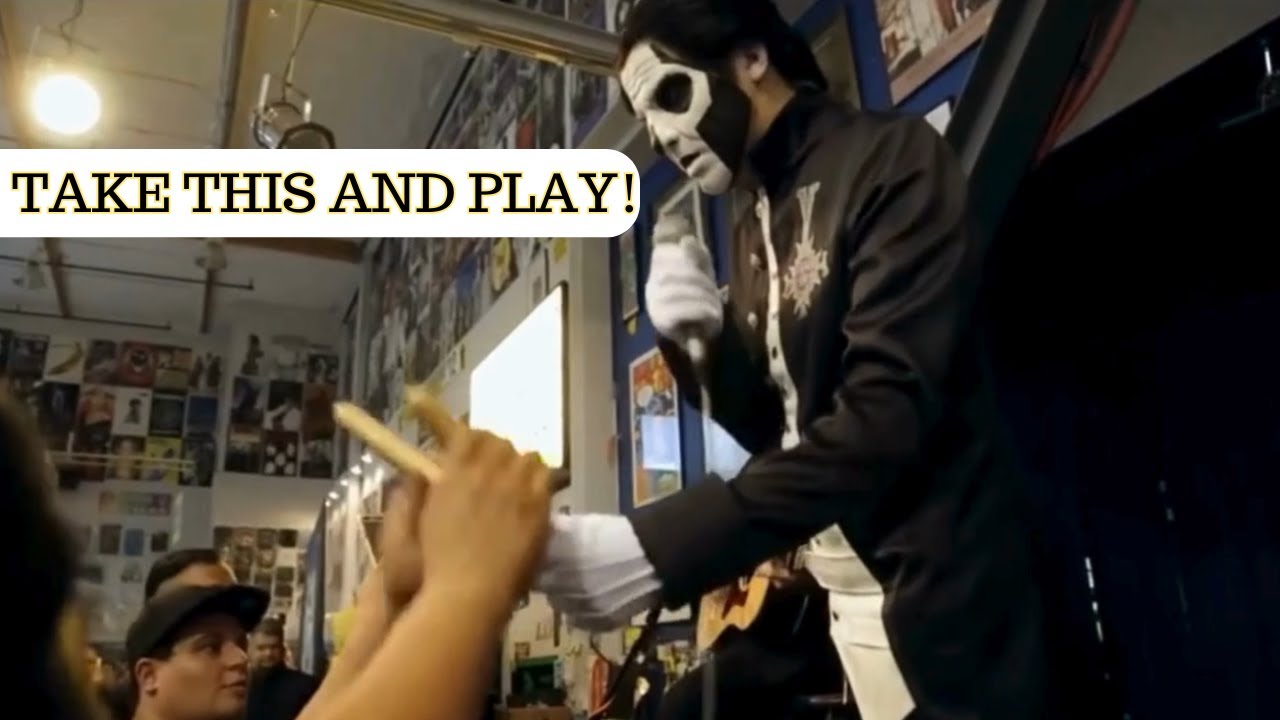 Papa Emeritus III (Terzo) gives audience memebers instruments and makes ...