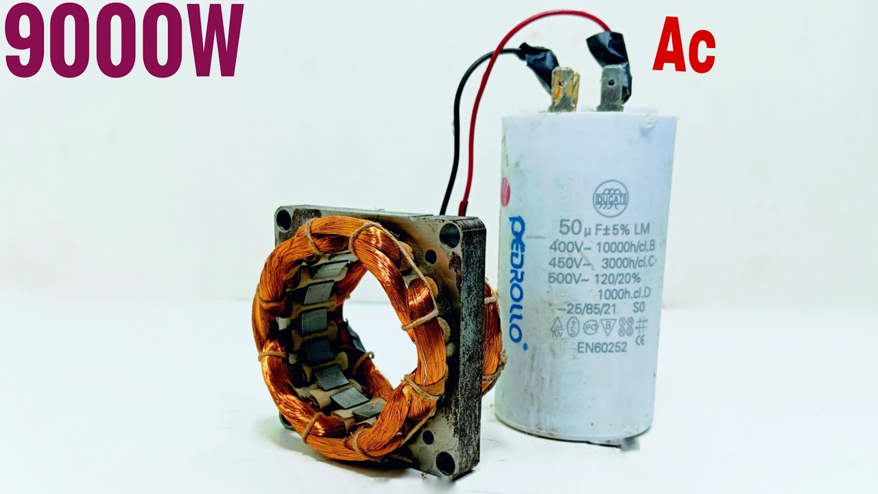 I turn fan motor coil into 250v 9000w electric generator with 50V ...