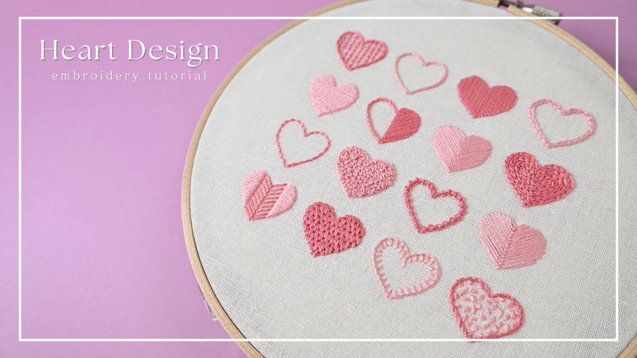 Heart Design Embroidery Tutorial - YouTube