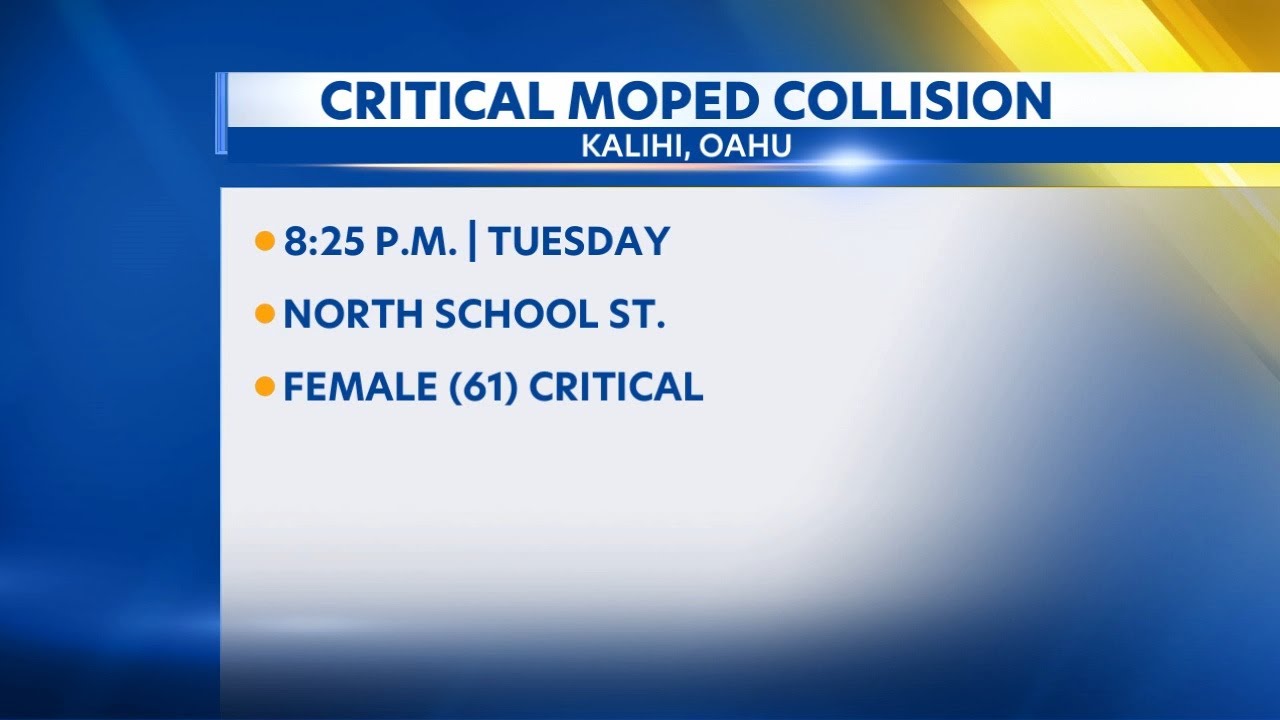 Kalihi crash leaves 61-year-old woman critical condition - YouTube