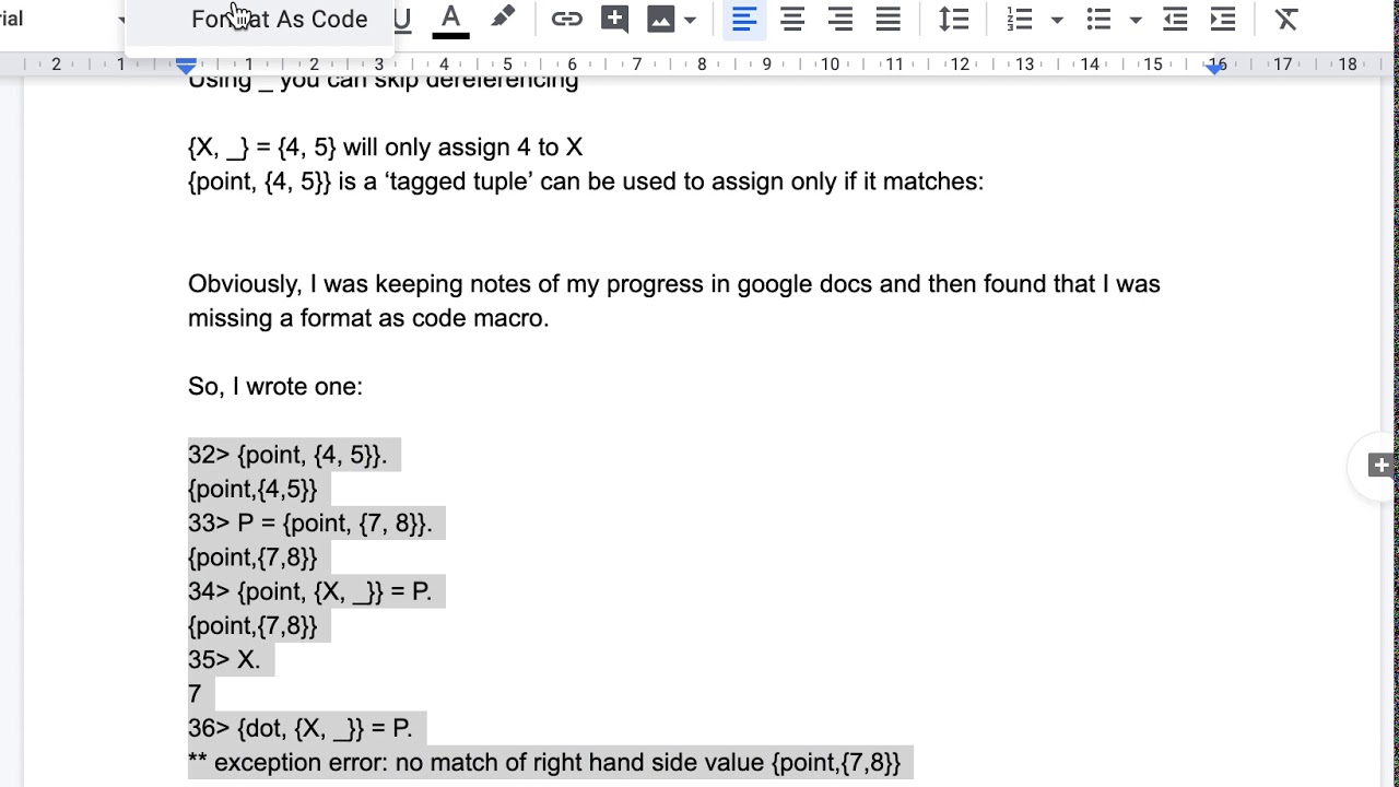 format as code - YouTube