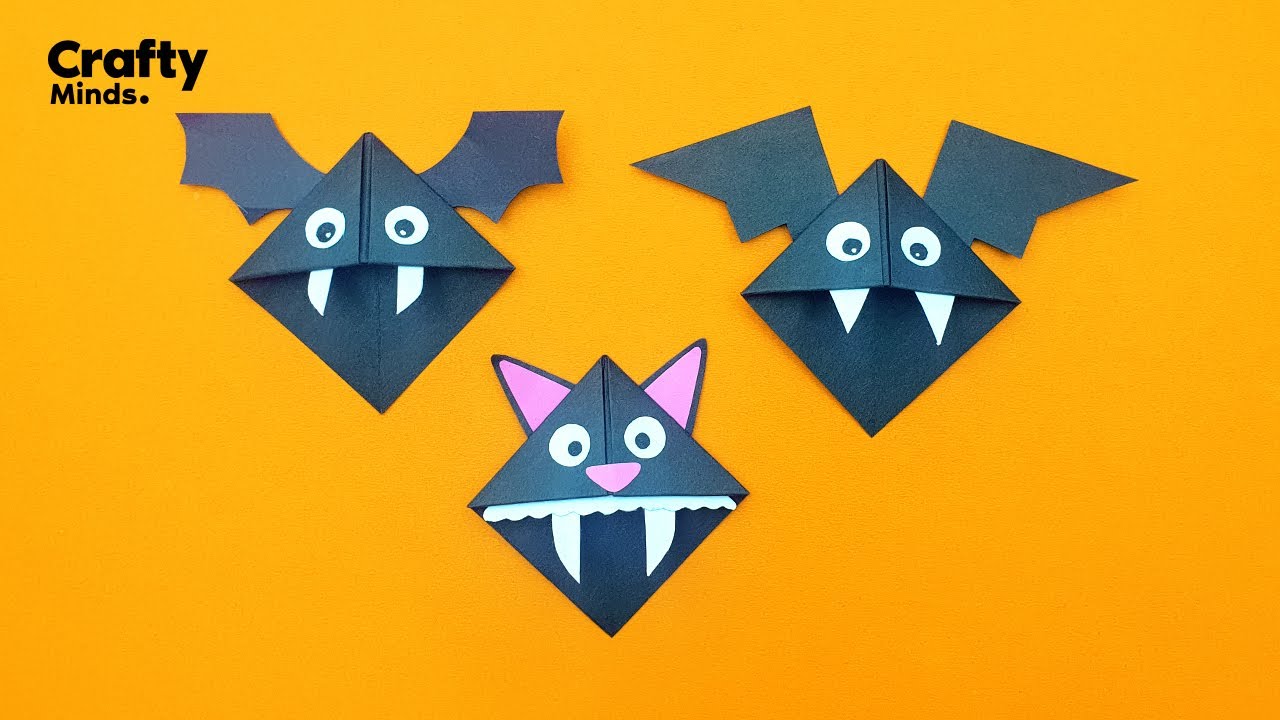 Easy Halloween Paper Bookmarks | DIY Bat Paper Bookmarks | DIY ...