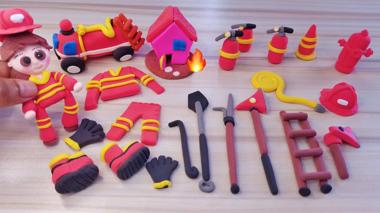 Diy How To Make Miniature Firefighter Doll set | Making Fire trucks ...