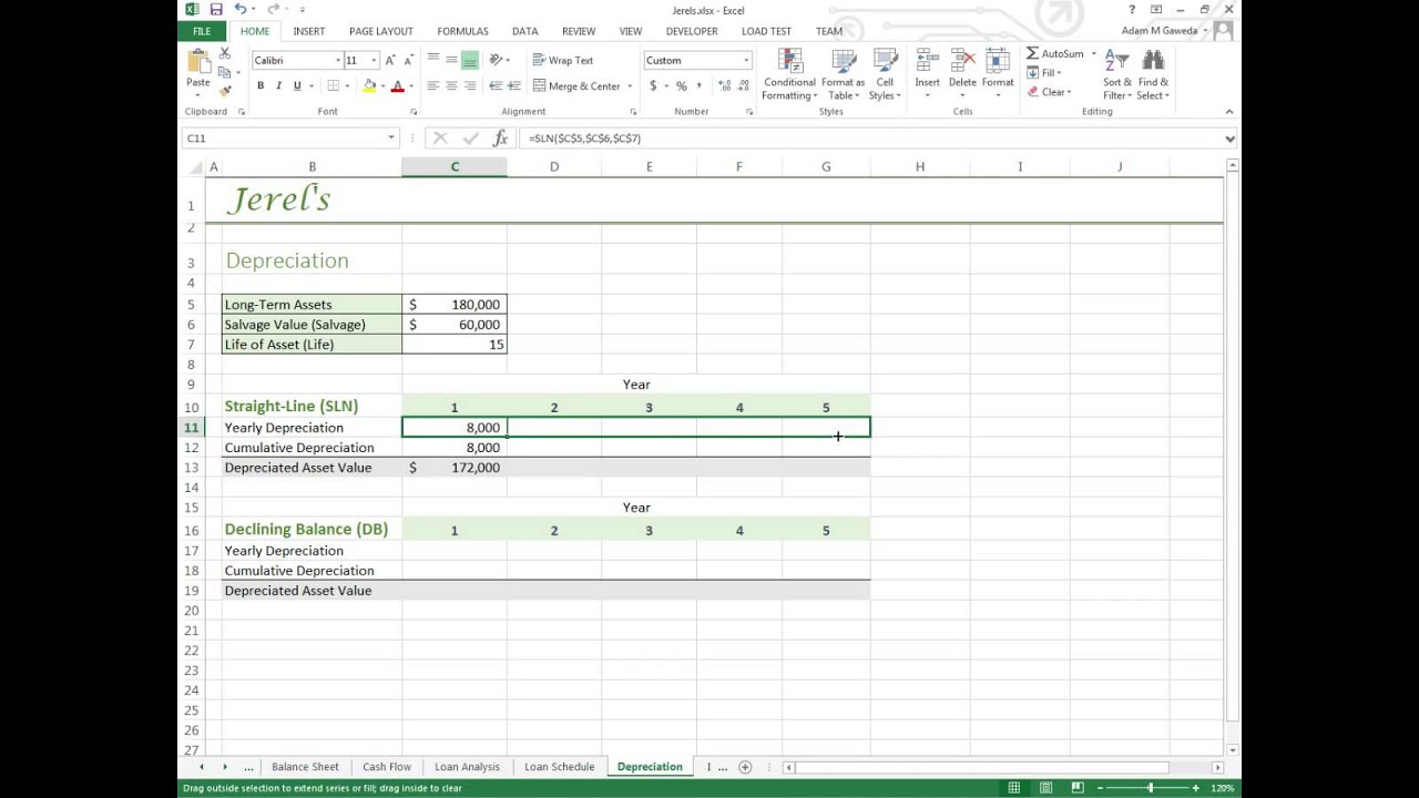 Straight Line And Declining Balance Depreciation In Excel YouTube straight-line-and-declining-balance-depreciation-in-excel-youtube