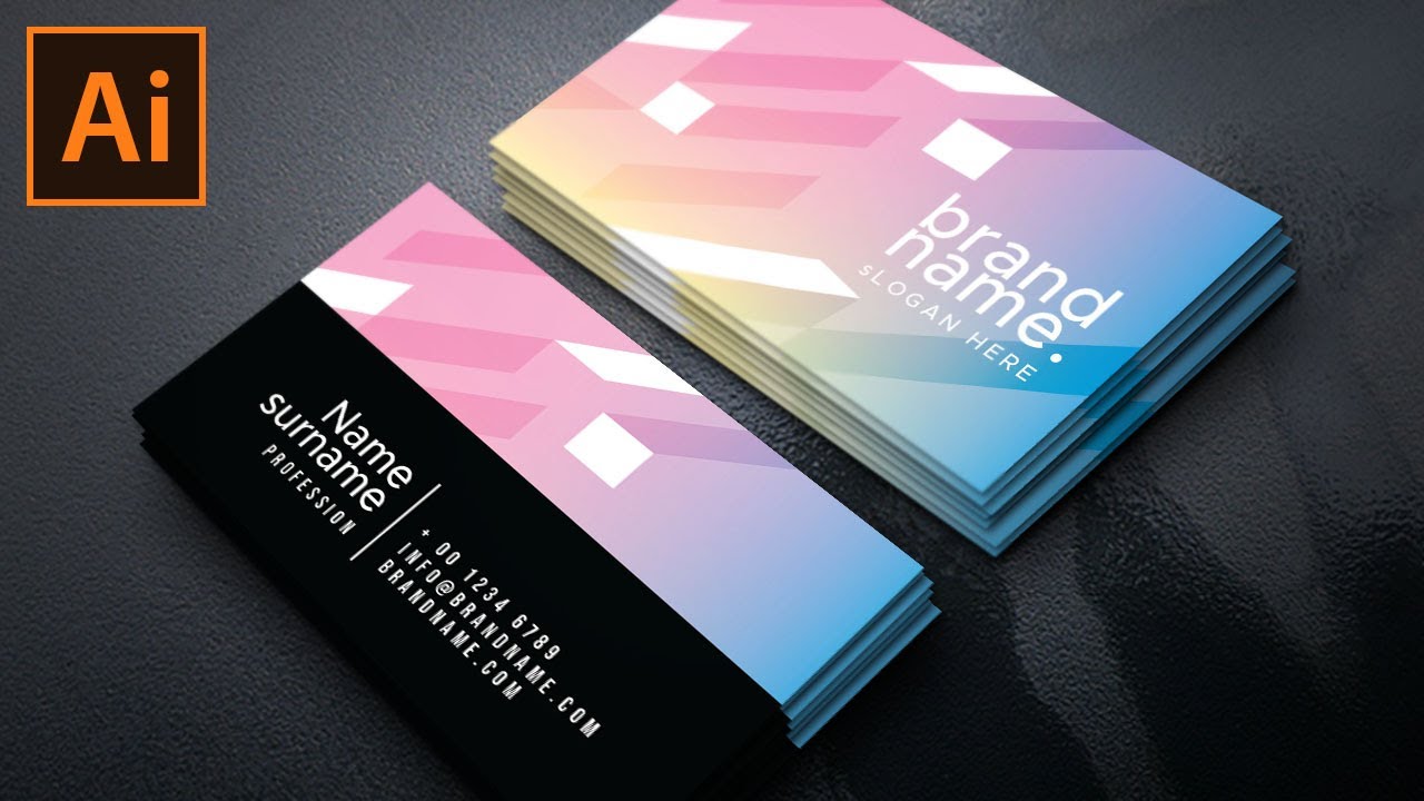Professional Business Card Design in Adobe Illustrator - YouTube