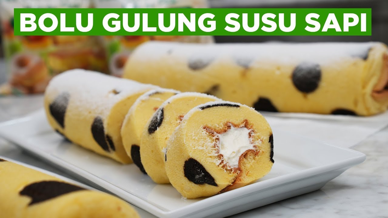 RESEP BOLU GULUNG SUSU MOTIF SAPI #CaraMembuat - YouTube