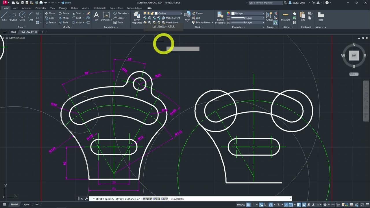 Walkthrough of Tutorial T3.6 with Autodesk AutoCAD 2024 - YouTube