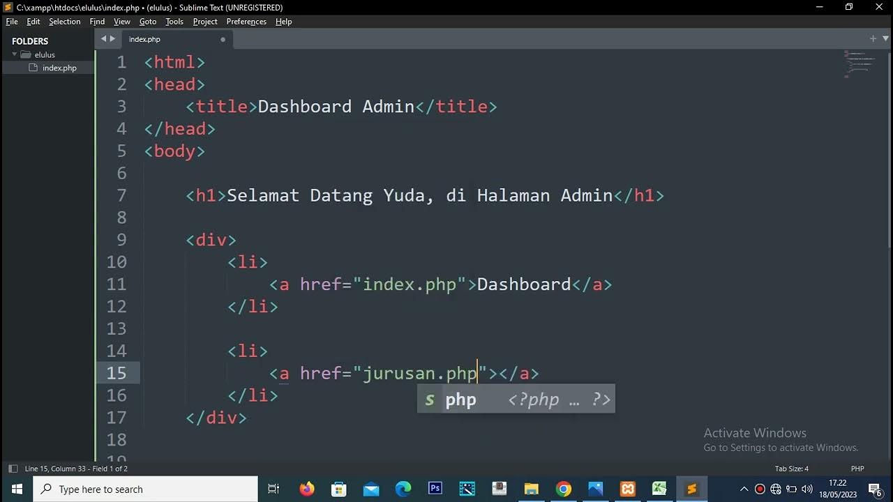 Membuat Aplikasi E-Lulus With PHP MYSQL Part 2 - YouTube