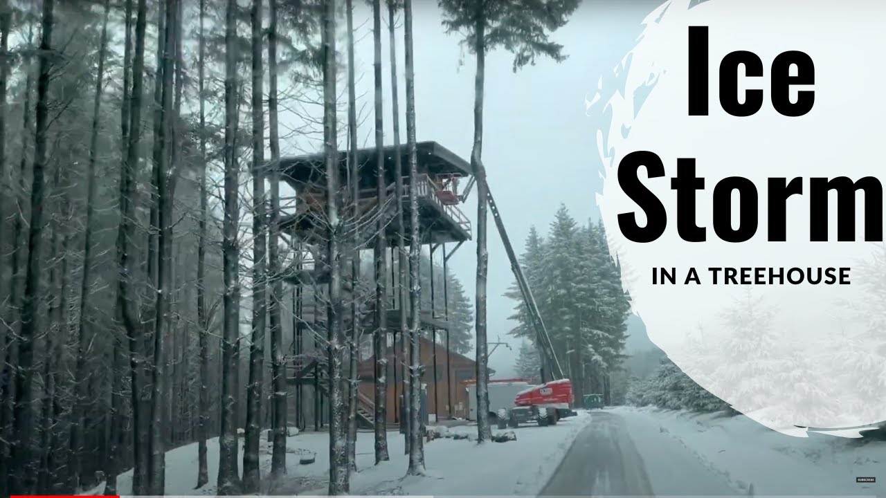 SURVIVING the ice storm | Working in a treehouse on my birthday | RV ...