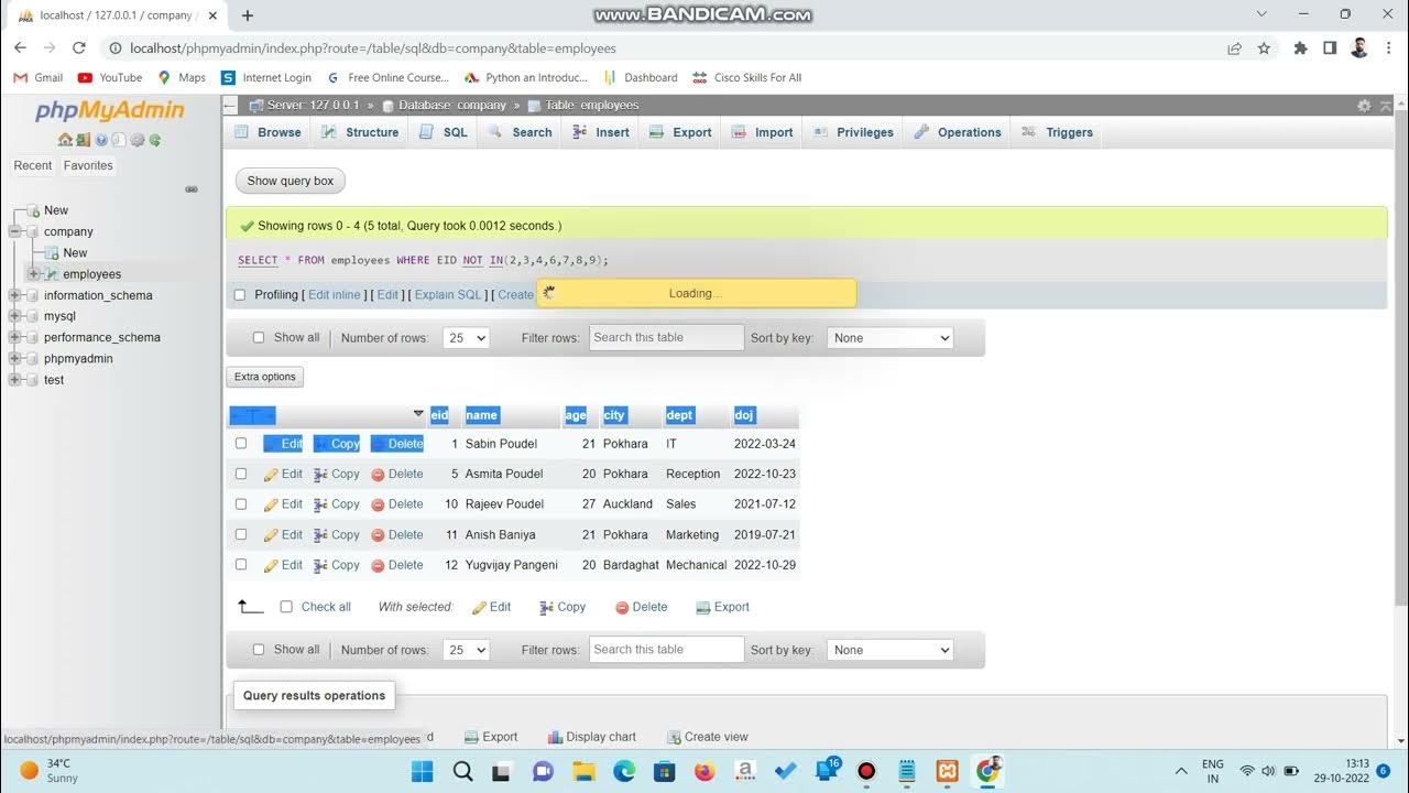 SQL IN,NOT IN,BETWEEN,LIKE OPERATORS - YouTube