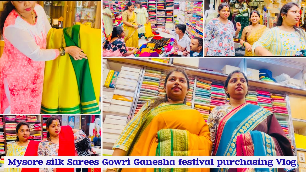 Mysore silk saree shopping for Gowri Ganesh festival in Siddhi silks ...
