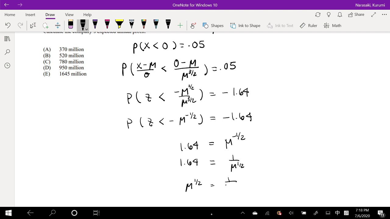 SOA Exam P Question 293 | Expected value of Normal Distribution - YouTube