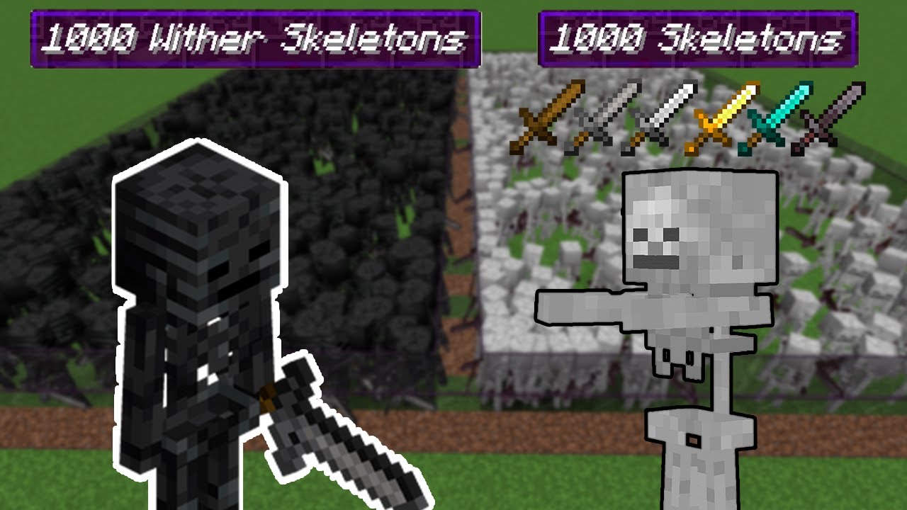 1000 all sword wielding skeletons vs 1000 wither skeletons | Minecraft Mob Battle - YouTube