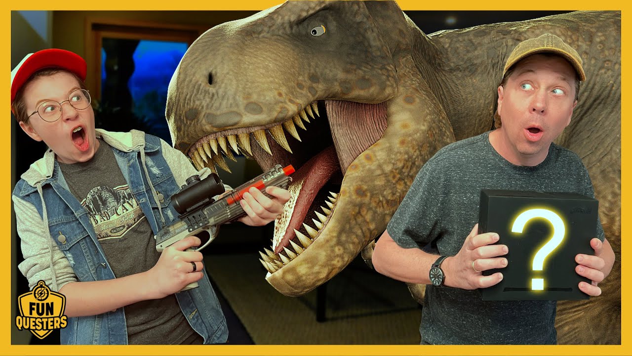 Jurassic T-Rex Dinosaur Chases and Battles LB & Aaron the FunQuesters ...