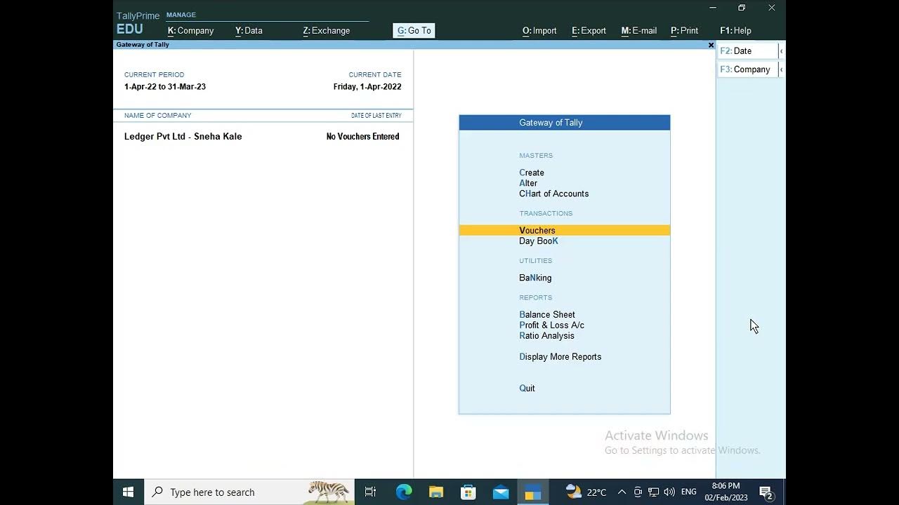 Tally Company Creation, Gateway of Tally & Ledger Creation - YouTube
