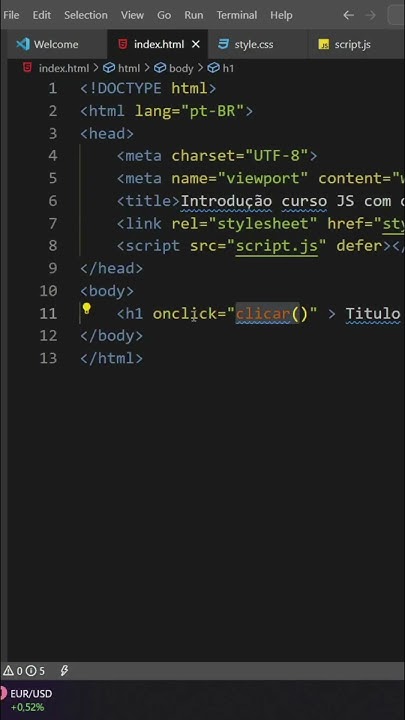 Evento de click no JS! Curso de JS com o DOM disponível no canal! Se inscreva! - YouTube