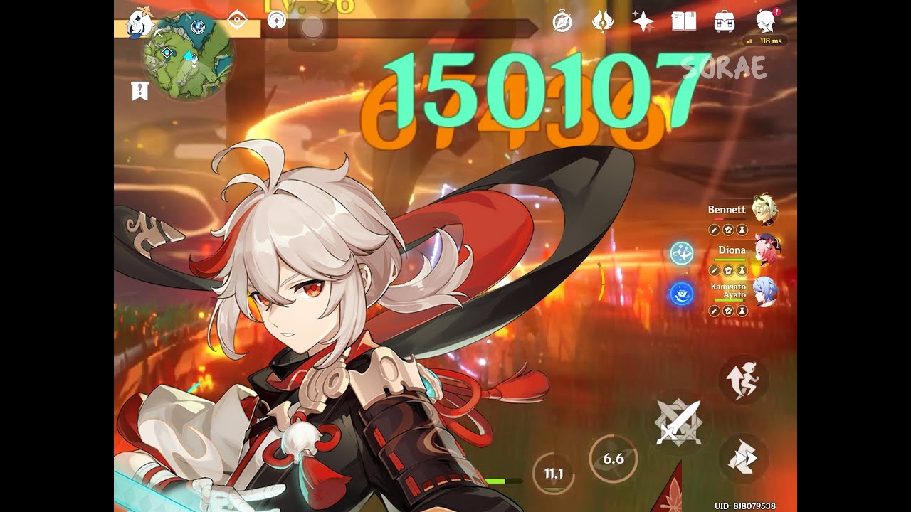Main DPS Kazuha 100k damage! Showcase and build - YouTube