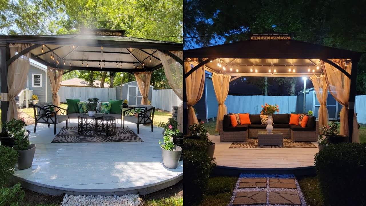 Outdoor Space Update /Gazebo Addition / Summer Ideas - YouTube