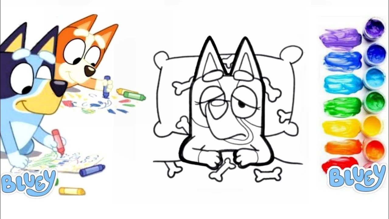 How to Draw Bluey 💙 Bluey Feeling Sick | Bluey 🤒💙 - YouTube