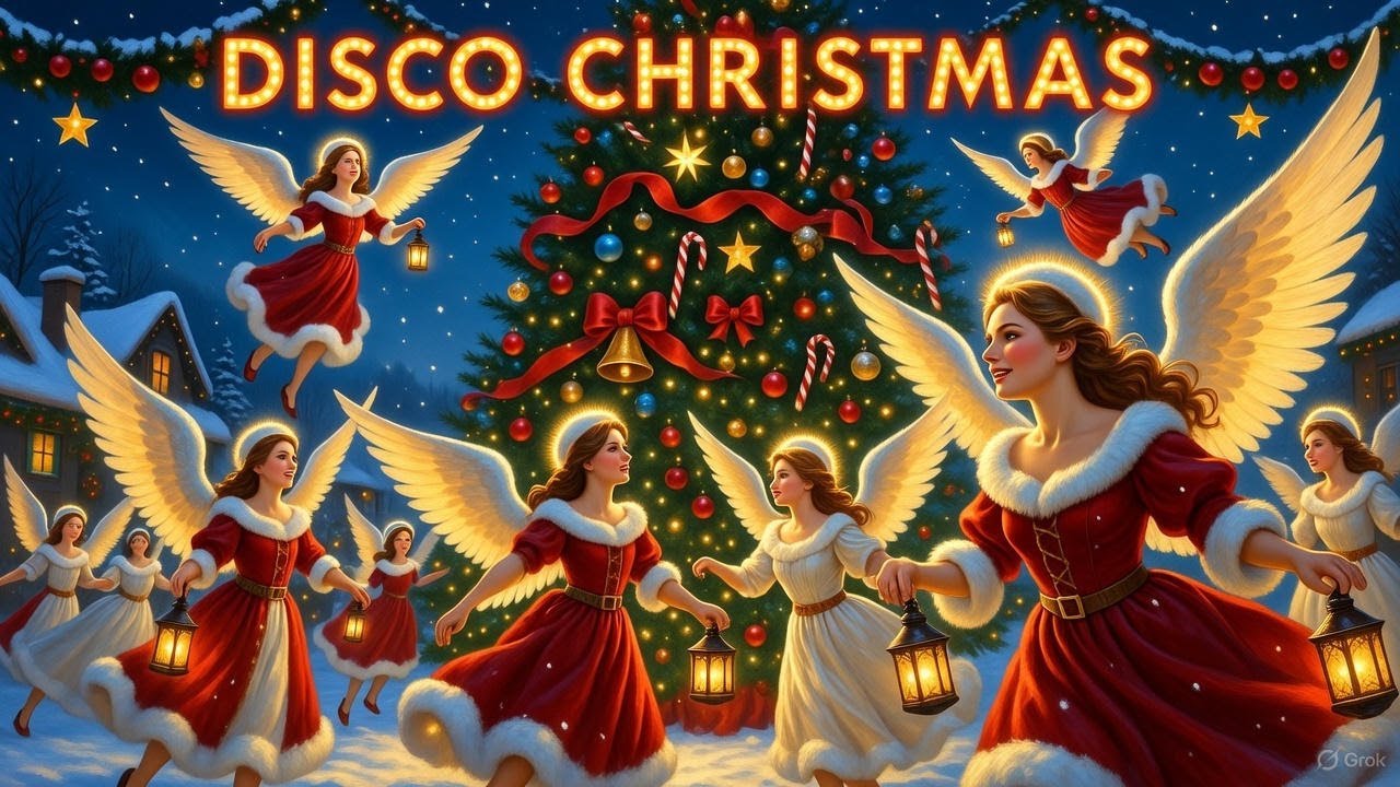 Disco Christmas Instrumental Music 🎄 Angels Dancing on Christmas Night ...