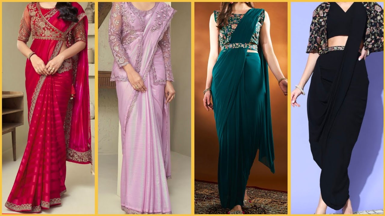 Myntra Indo Western Saree For Wedding/Function| Beautiful Saree Designs ...