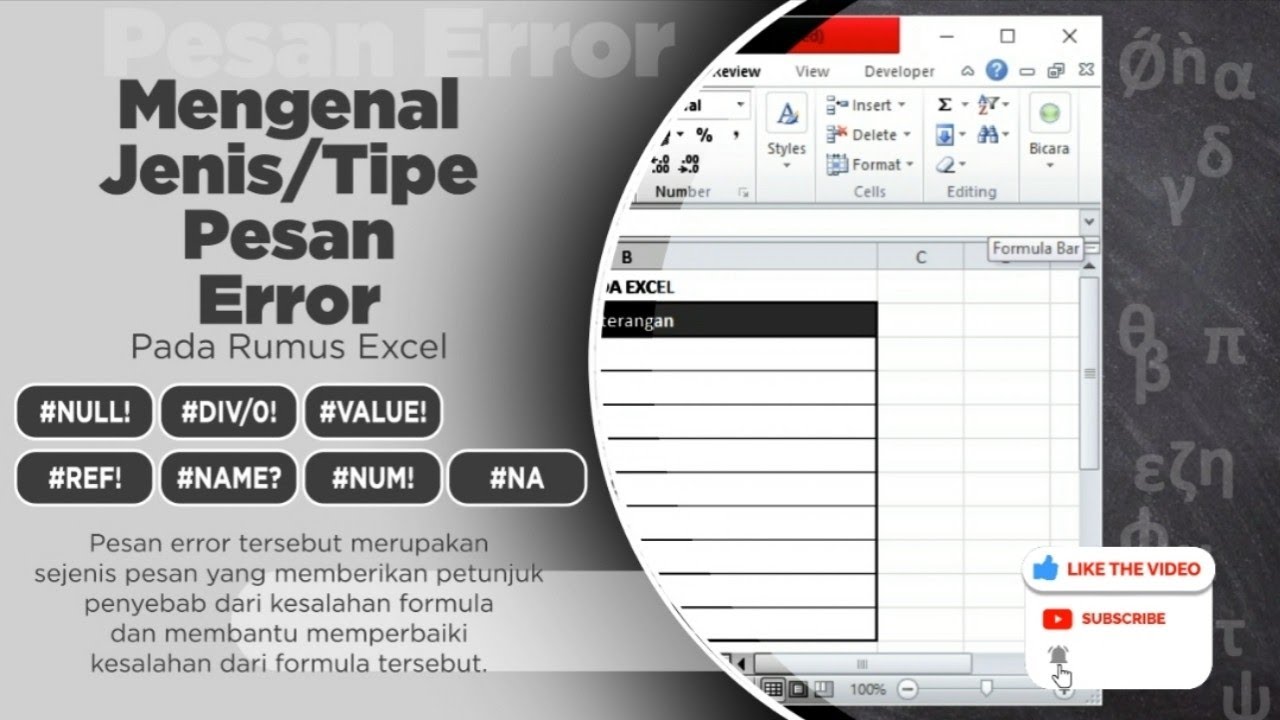 Mengenal Jenis Pesan Kesalahan/Error Pada Rumus Excel | Tutorial Excel ...
