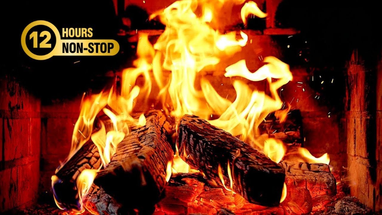 Fireplace with Crackling Fire Sounds 🔥 Cozy Fireplace 4K. Fireplace ...