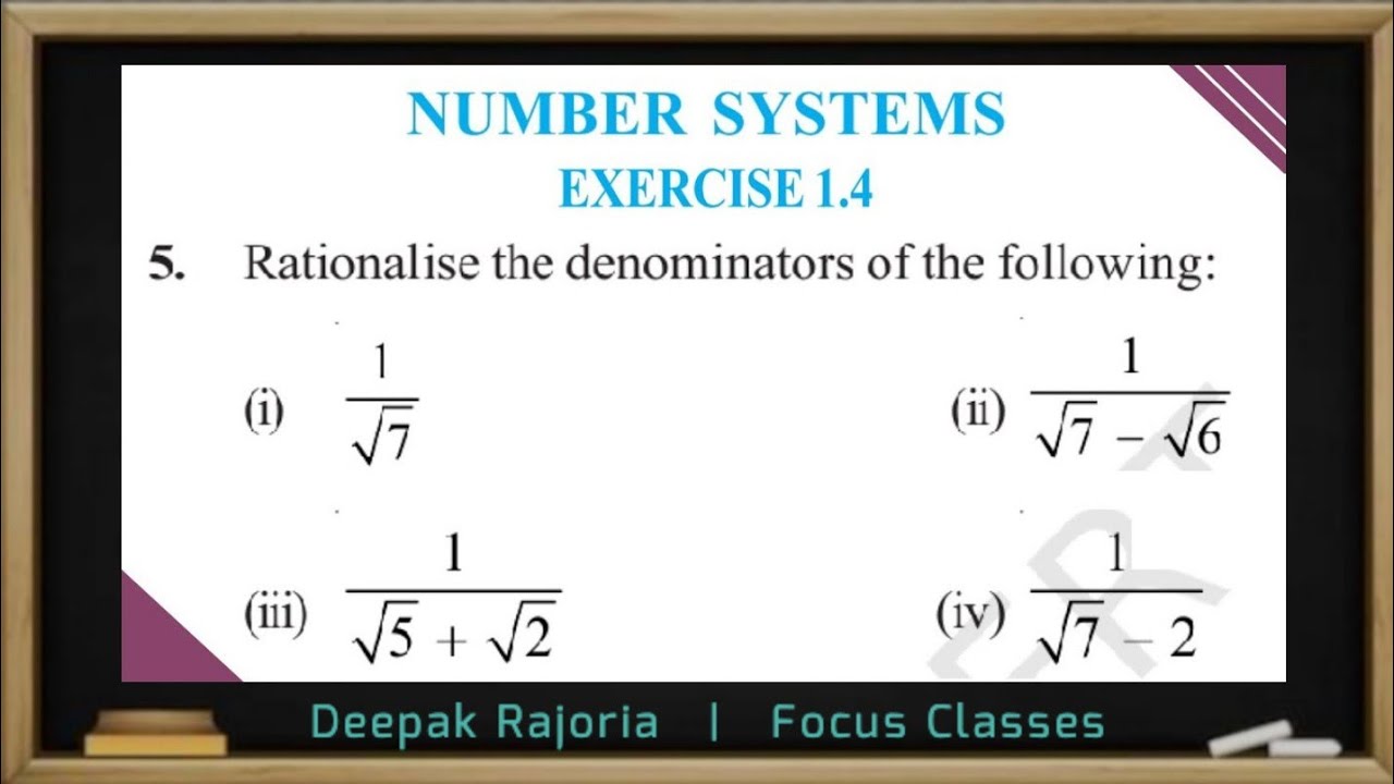 Maths Class 9 Ex 1.4 Q5 | Rationalise the denominators: (I) 1/√7 (ii) 1 ...