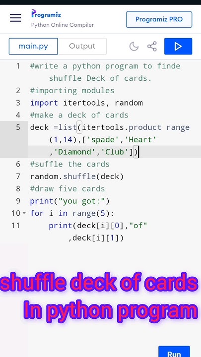 Write A Python Program To Shuffle Deck Of Cards ♠️😀spadeheart♥️diamondclubpy 2995