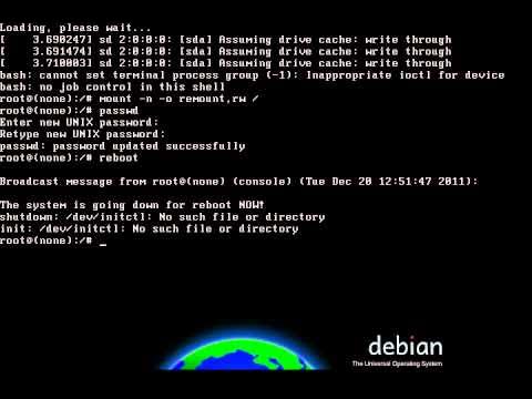How to reset Debian 6 root password - YouTube