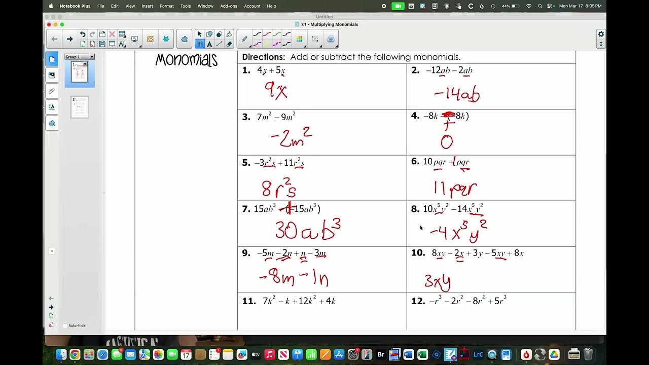 7 1 Adding Monomials - YouTube