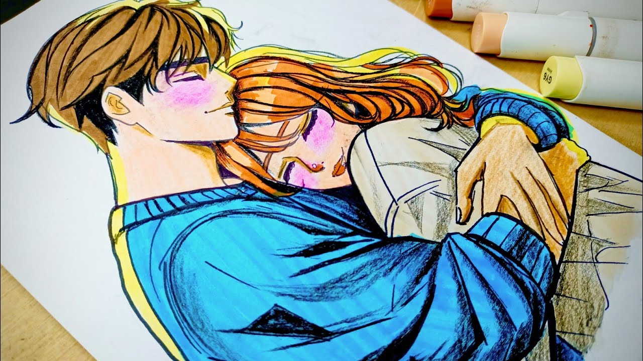 💞How to Draw Romantic Anime Couple Hug | Emotional Love Drawing Step by ...
