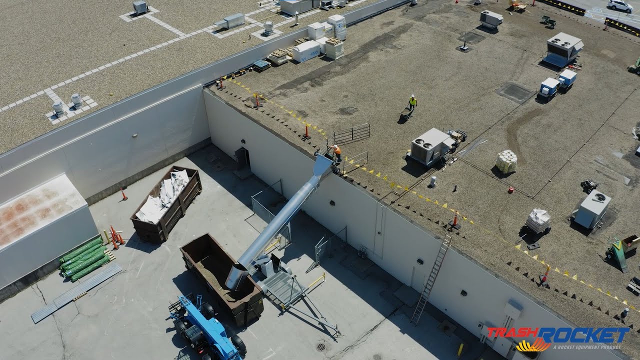 Trash Rocket TR-3900 onsite for a BUR Tear-off - YouTube