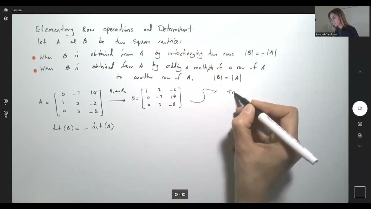 Linear Algebra- Elementary row operation and determinant Example - YouTube