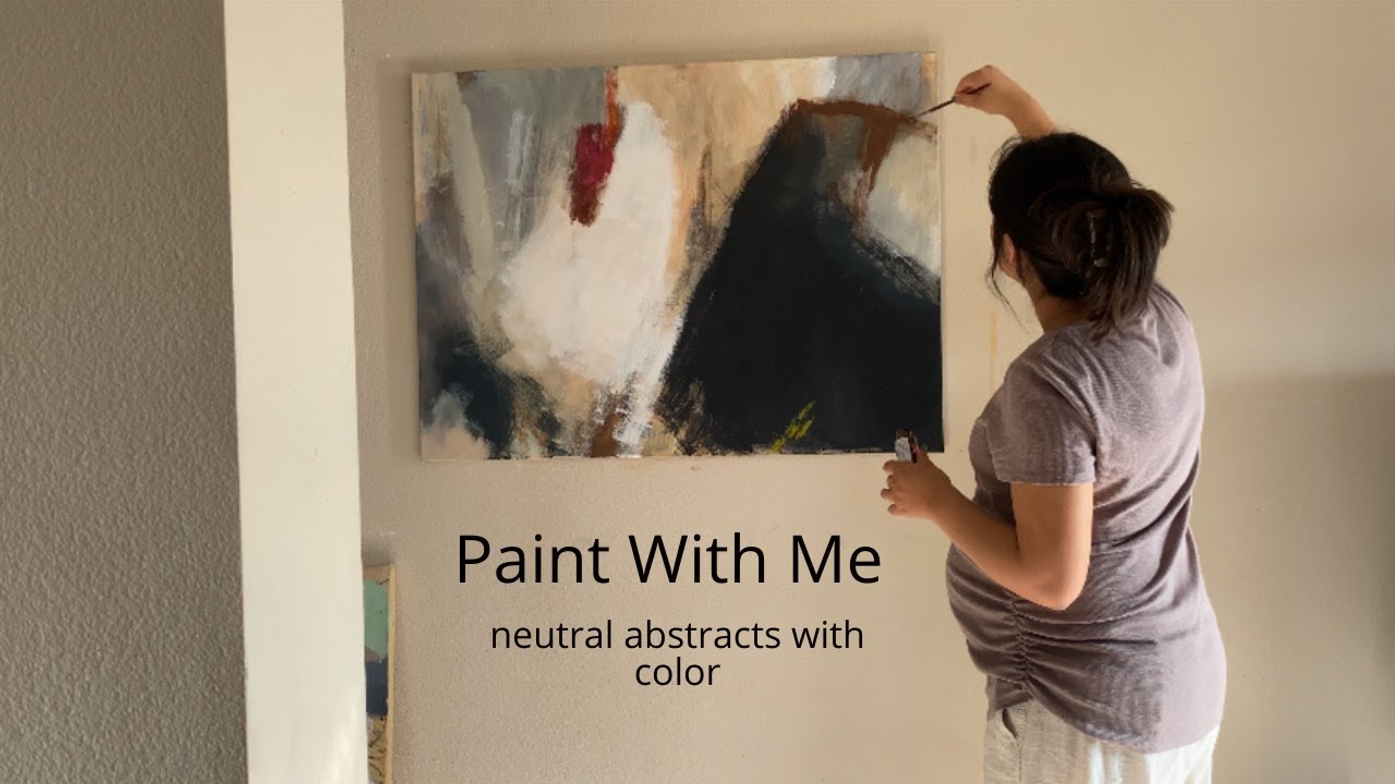 Paint with me | Painting an abstract piece with hints of color ...