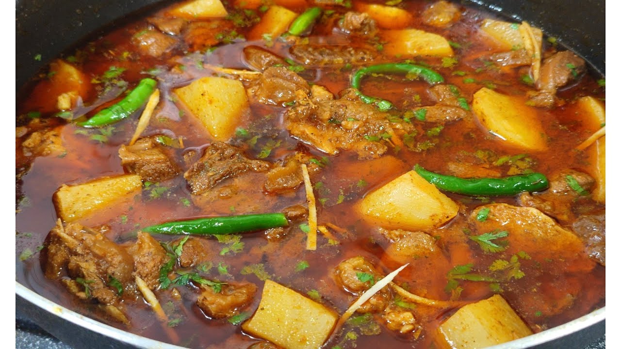 Aloo Gosht Recipe | Shadiyon Wala Degi Style Aloo Gosht | Bushra ka ...