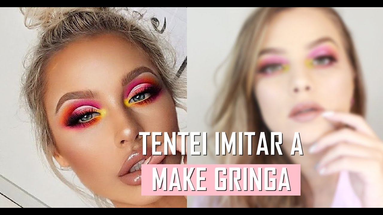 Imitando make gringa colorida - USANDO PRODUTOS NACIONAIS - YouTube
