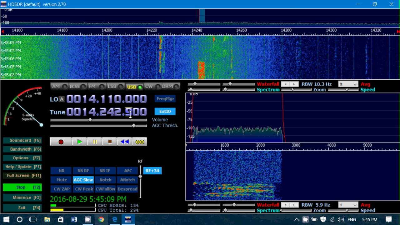 Tuning around 20 meters amateu radio band 2145UT with soft 66 RTL 2 SDR ...