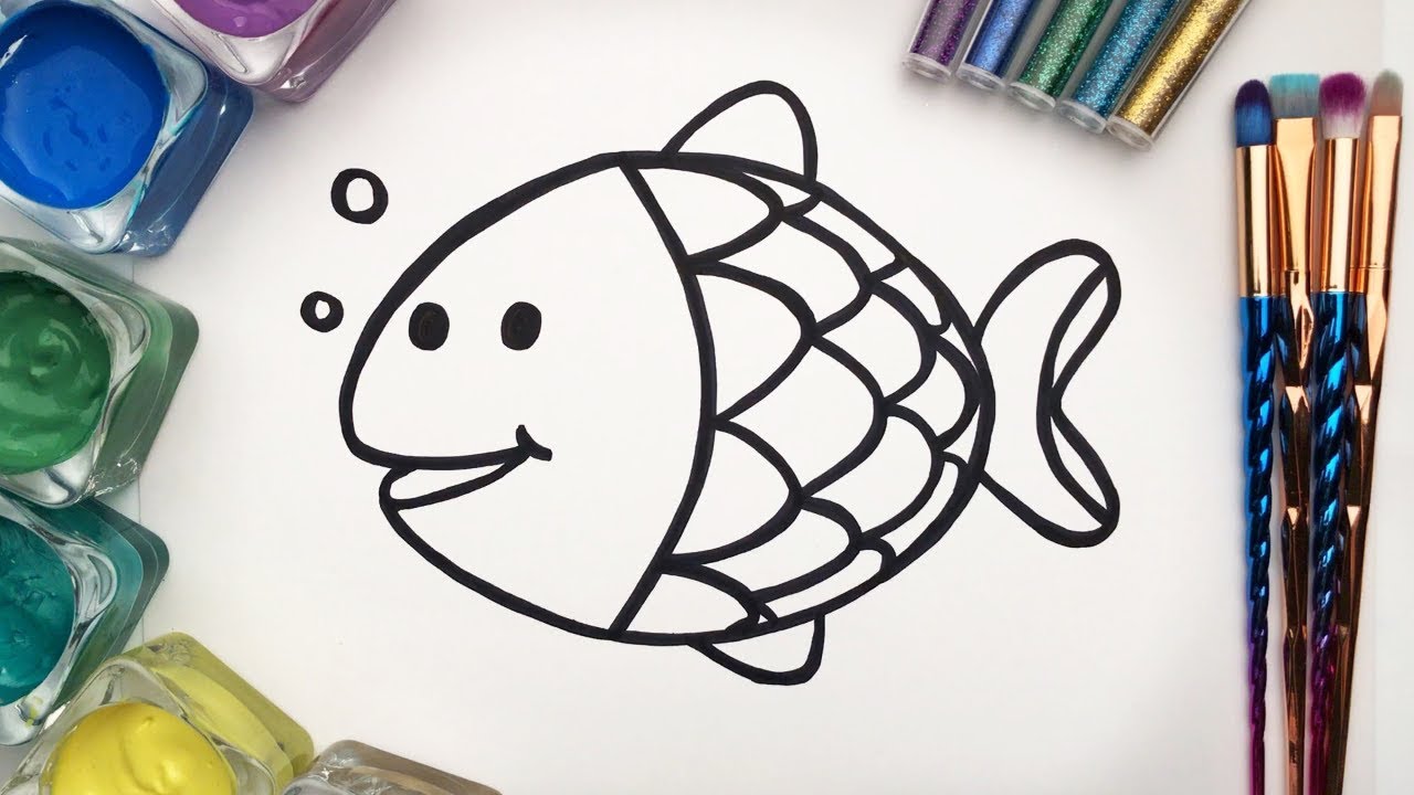 How to paint a rainbow fish. Painting pages for children to learn ...