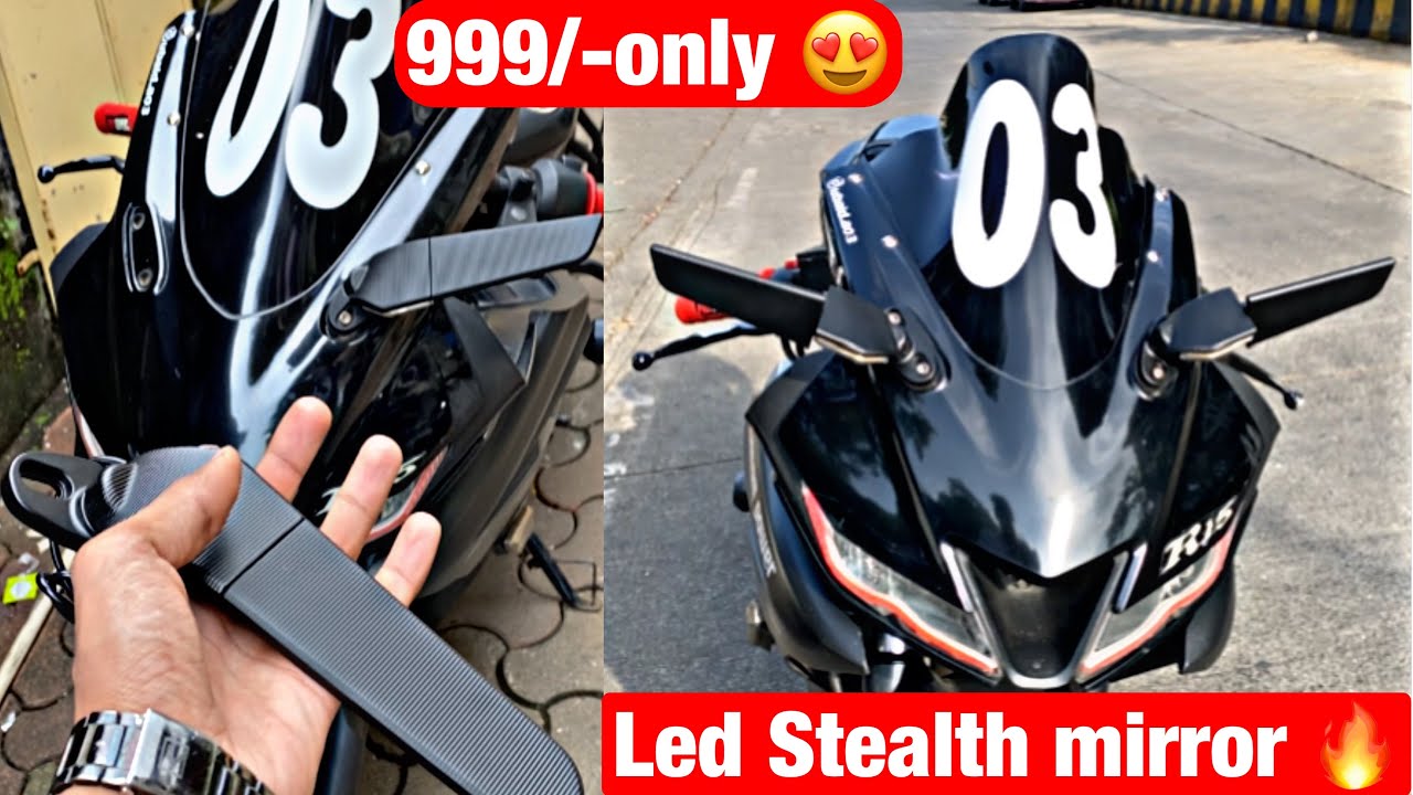 Led Stealth Mirror Install On My R15v3 || H2 Wings Mirror😍 || Only For ...