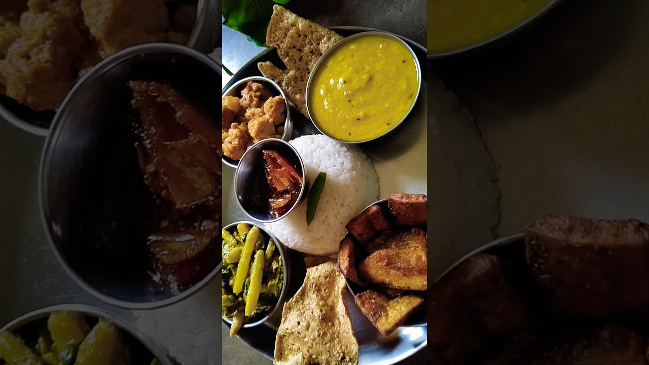 odia thali ️ re bhata ,dali soya chunks curry,kadali bhaja au mitha ...