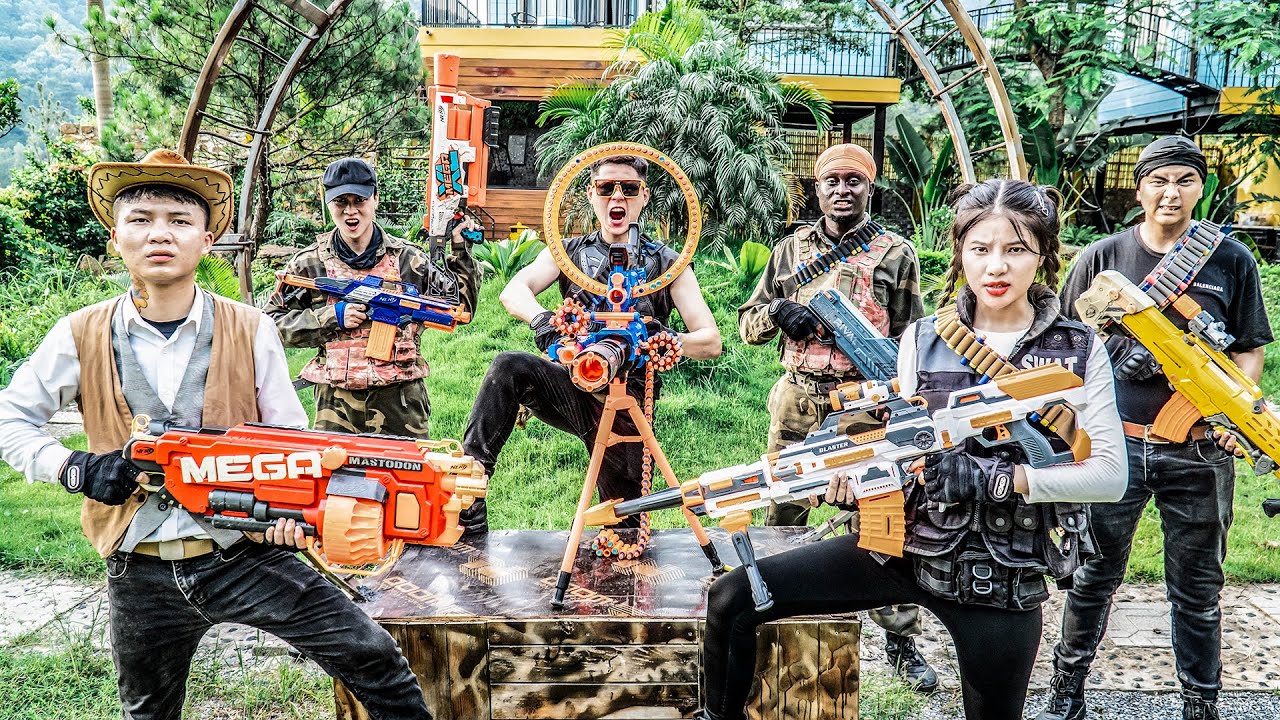 Nerf Guns War : Crazy Nerf Fight Erupts at SWAT's Birthday Bash! Fight VIP Dangerous Criminal ...