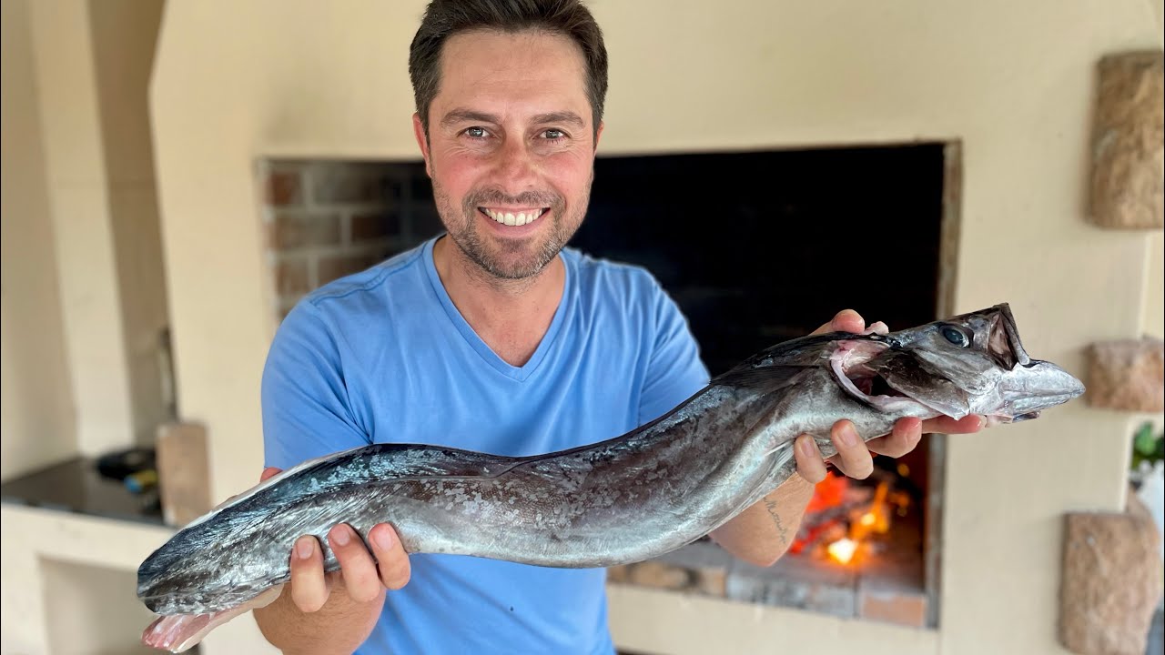 Cooking a whole snoek over an open fire | Incredible fresh fish from ...