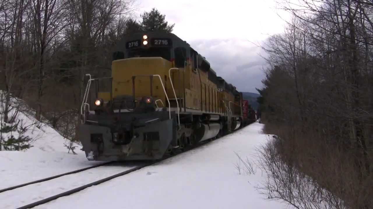 New England Central Freight Trains Winter 2013 - YouTube