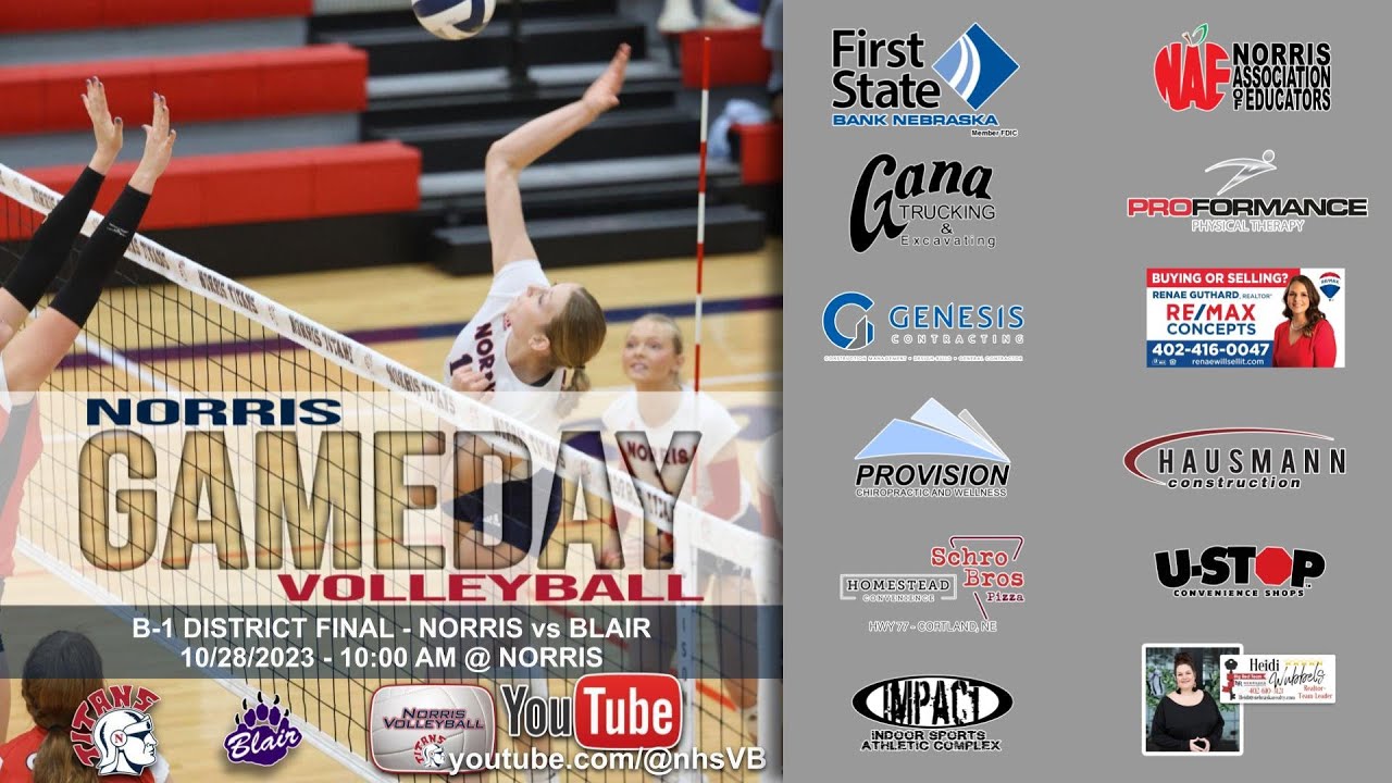 Norris Volleyball vs Blair, B-1 District Final, 10-18-2023 - YouTube
