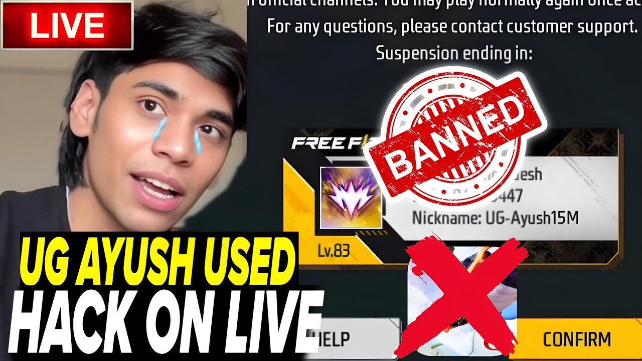 UG AYUSH ID BANNED ON LIVE STREAM @UnGraduateGamer Used Hack On live stream 🤯🤯 @TondeGamer ...