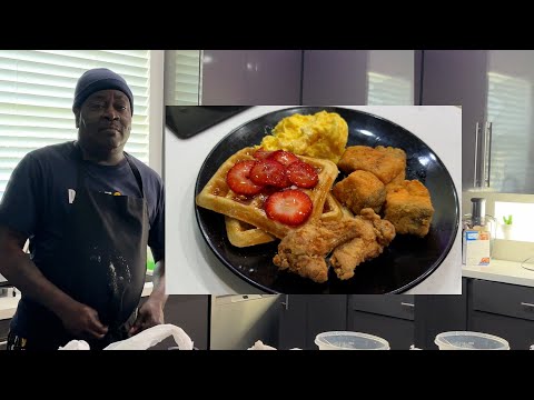 Trick Daddy Cooking Fried Salmon Bites with Chicken & Waffles